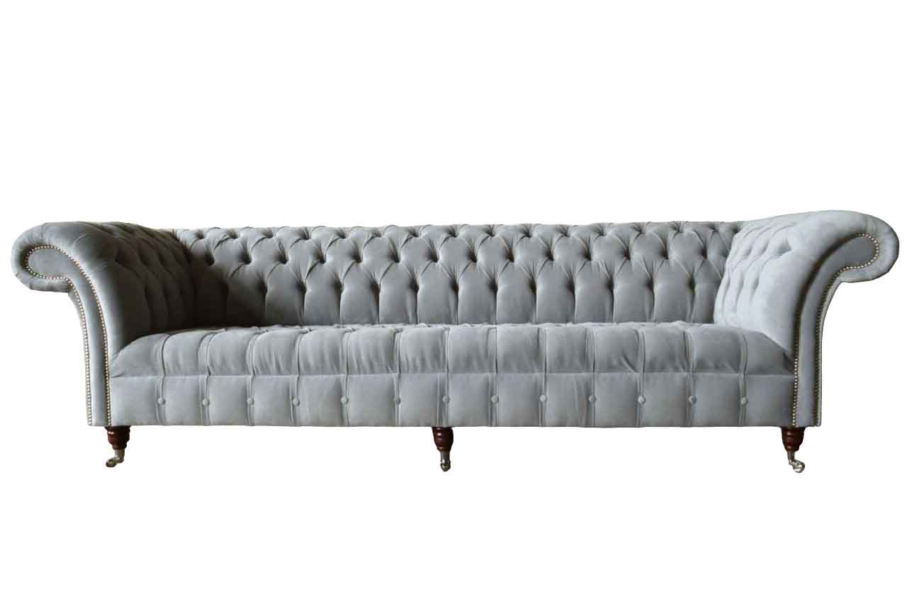 Chesterfield Design Divano 4 posti divano imbottito lusso divano in tessuto